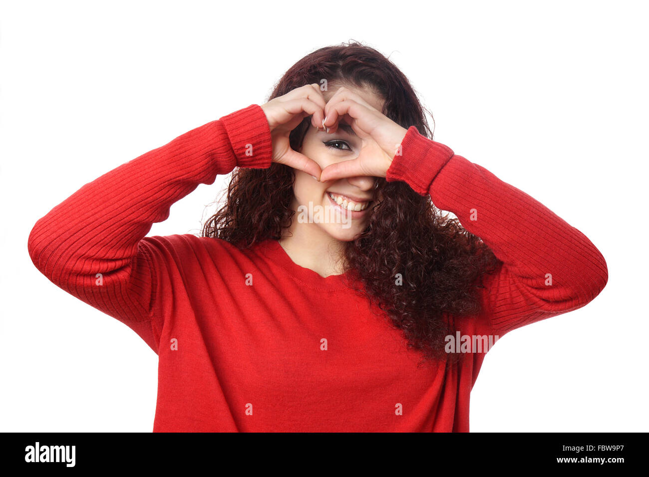 Girl making love heart sign hi-res stock photography and images - Alamy