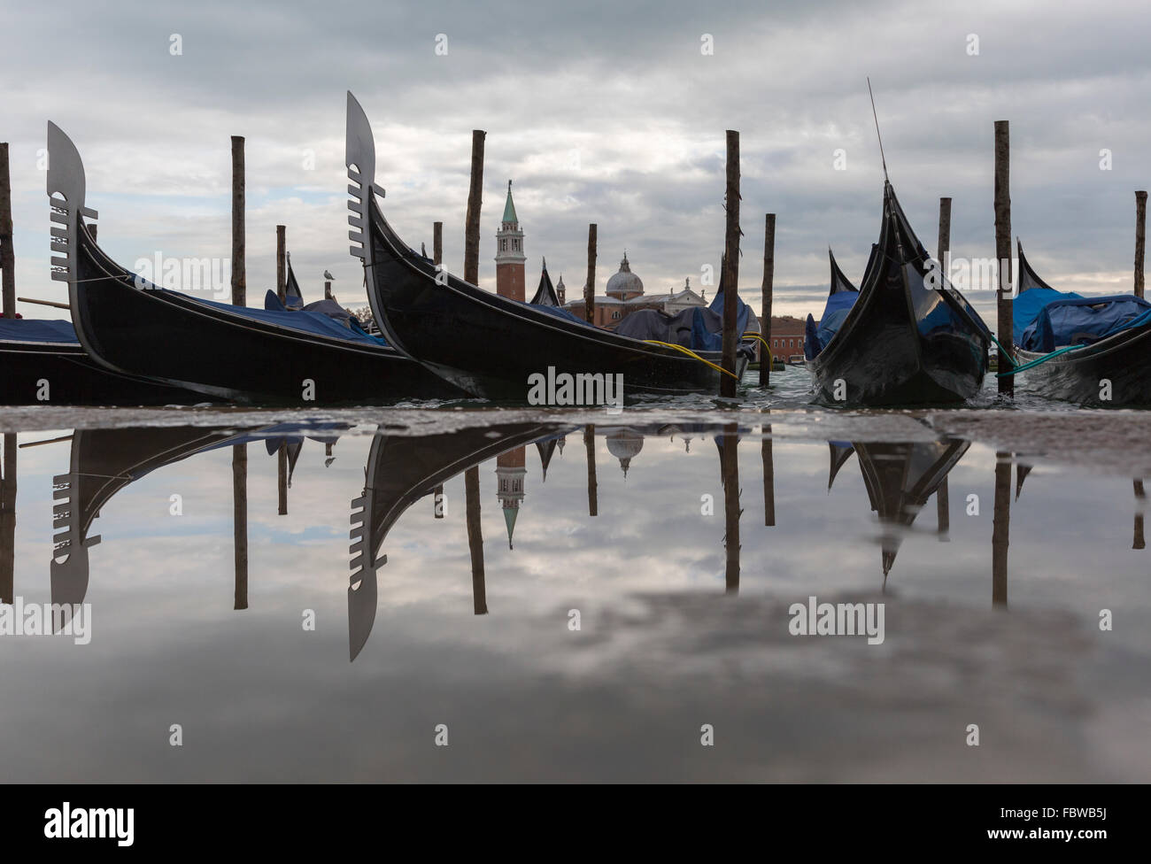 Reflection, gondolas, Venice, Italy Stock Photo - Alamy