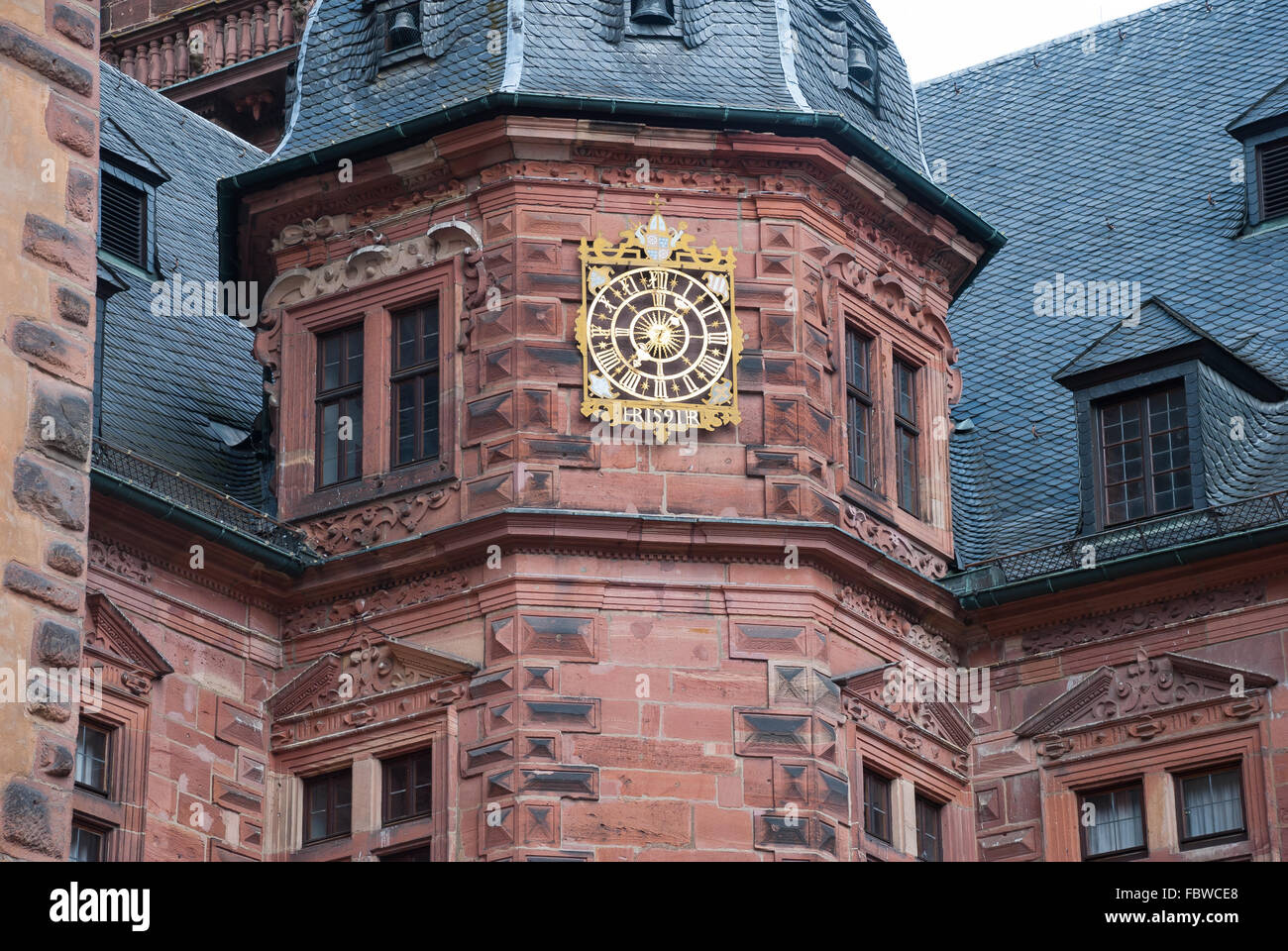 Castle Johannisburg - Clock, Aschaffenburg Stock Photo - Alamy
