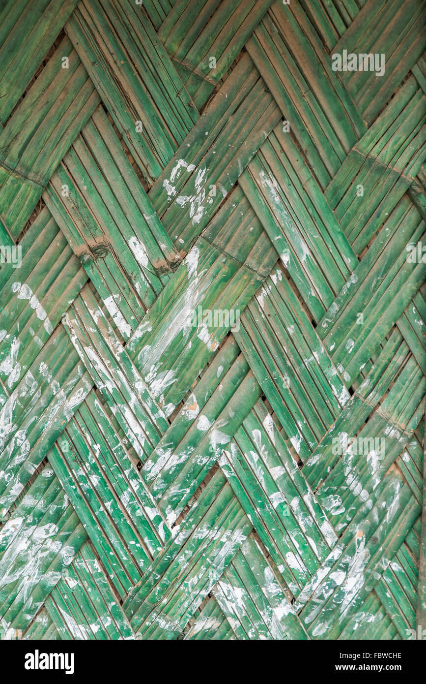 Close-up texture and pattern of bamboo ratten background. Green fence ...