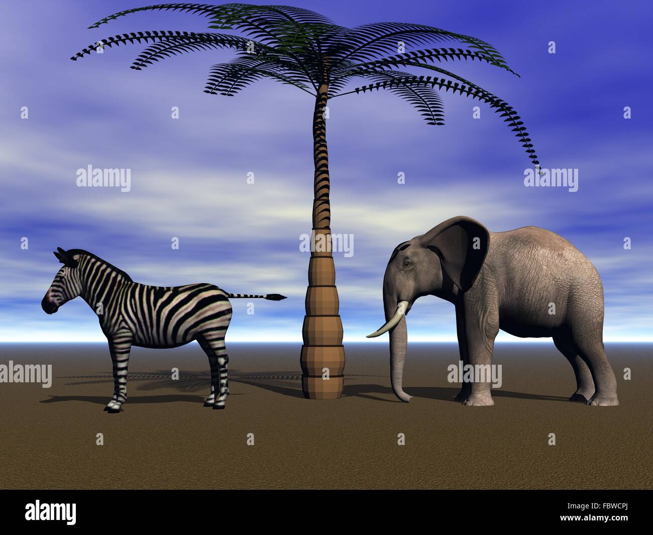 Elephant and zebras at waterhole hi-res stock photography and images ...