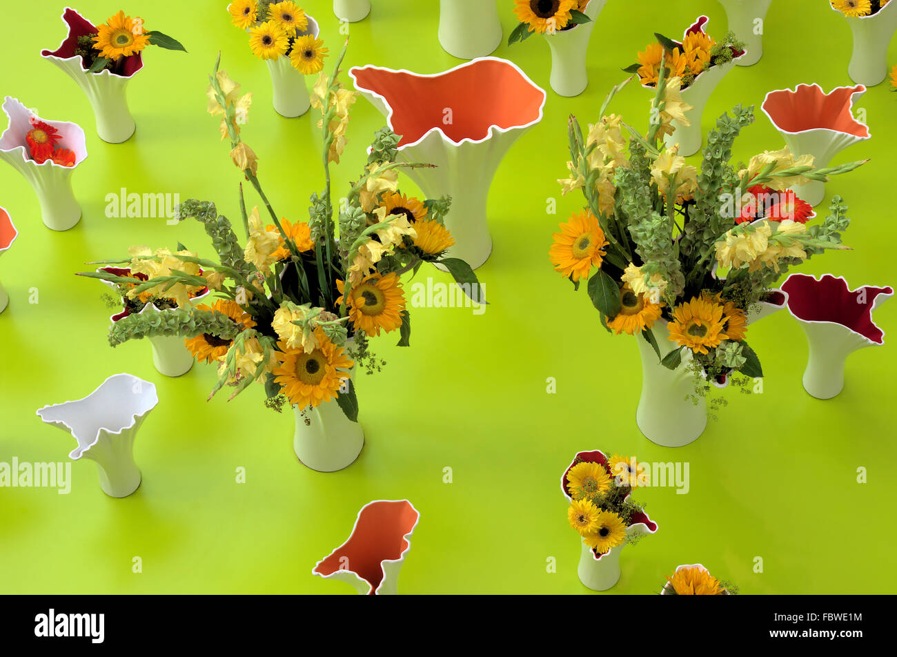 Flowers and vases on display Stock Photo - Alamy