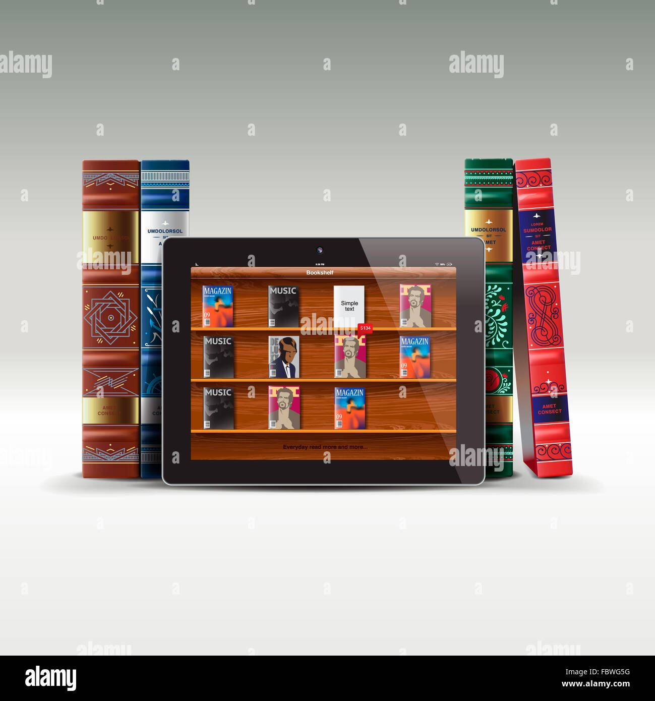 Digital and real books Stock Photo - Alamy