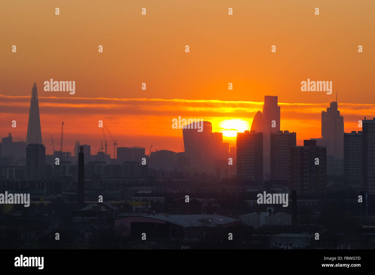 Beautiful sunset over central London, England United Kingdom UK Stock ...
