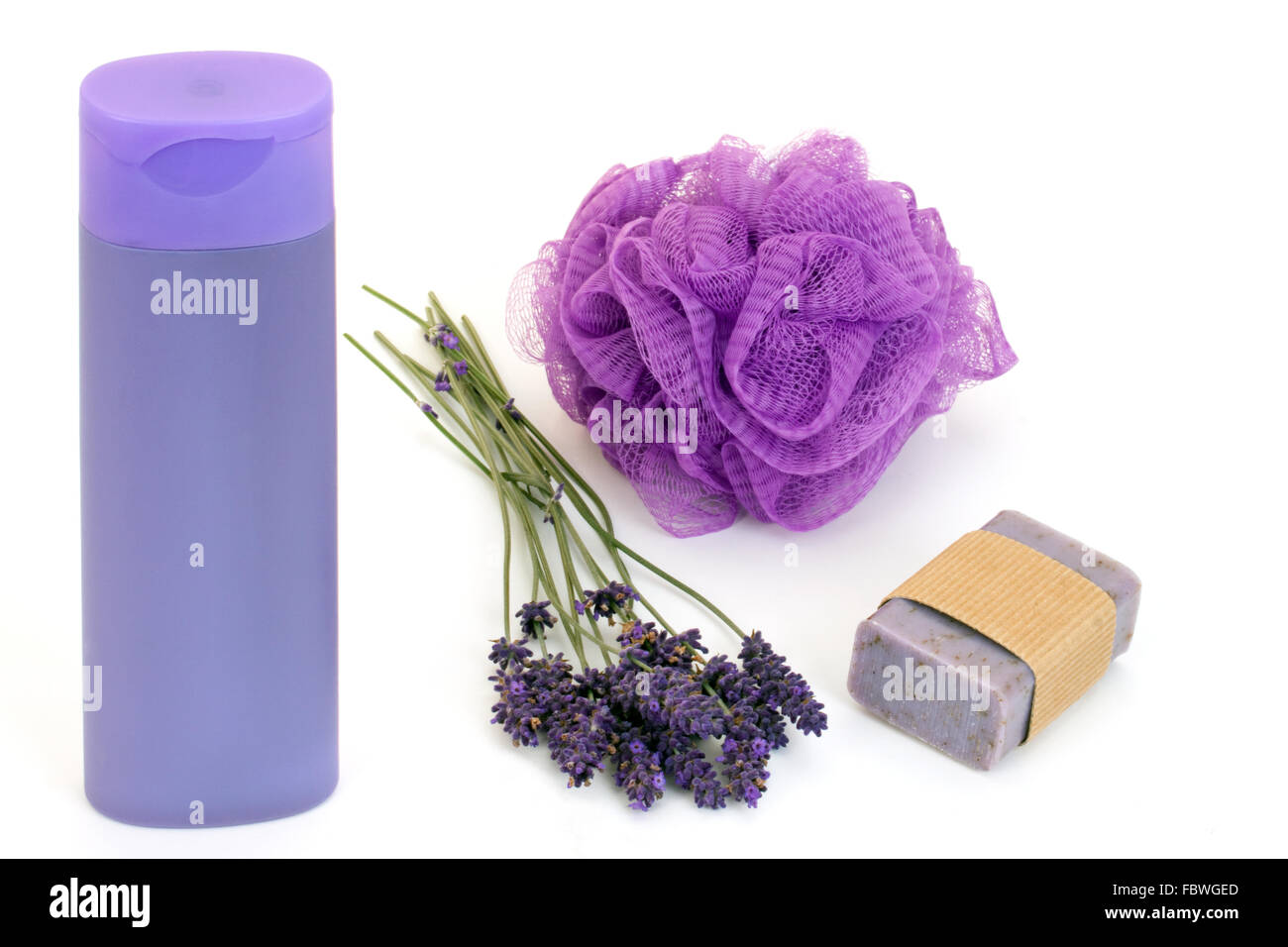 Shower gel with sponge Stock Photo - Alamy