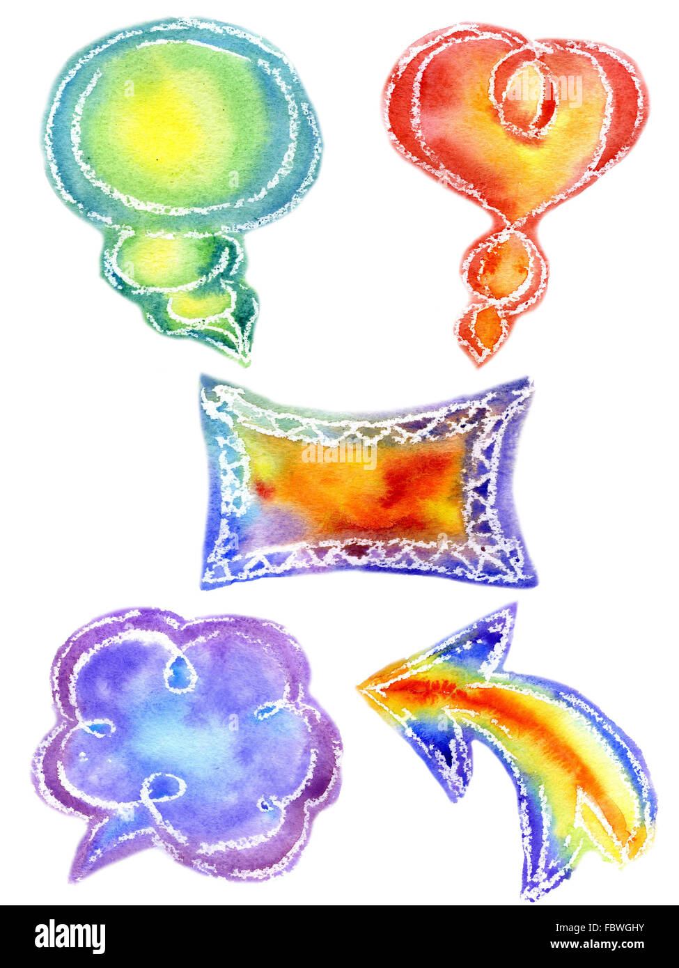 watercolor Doodle frames Stock Photo - Alamy