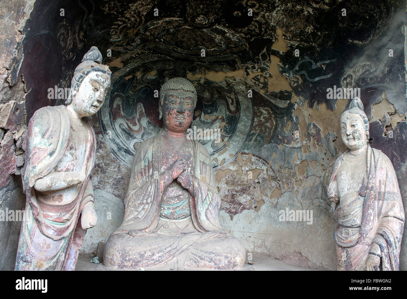 Maiji Mountain Grottoes statues Maiji district Tianshui City Gansu ...