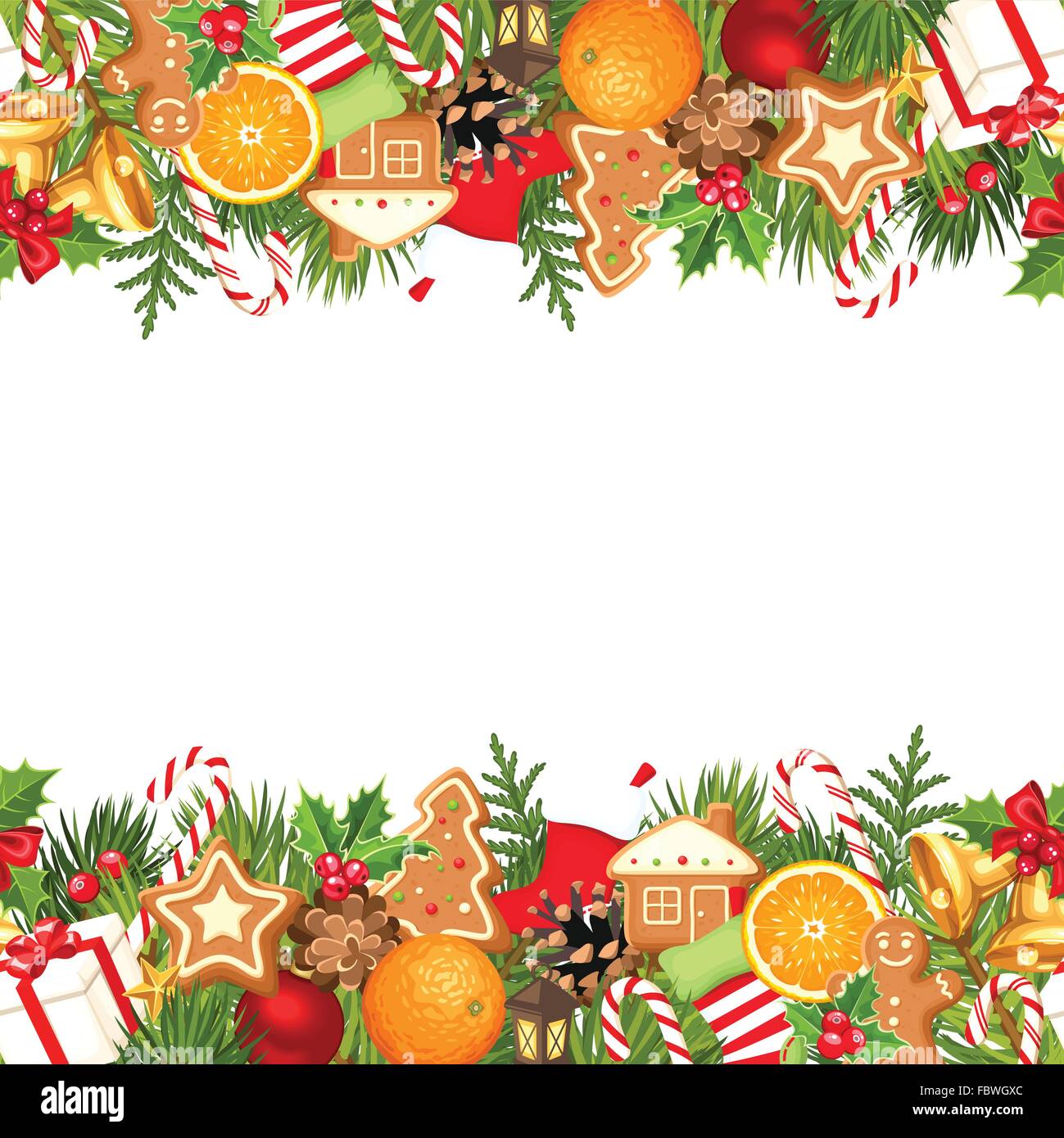 Christmas horizontal seamless background. Vector illustration Stock ...