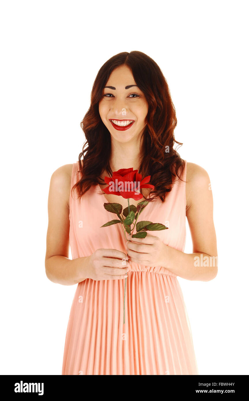 Young girl with red rose Stock Photo - Alamy