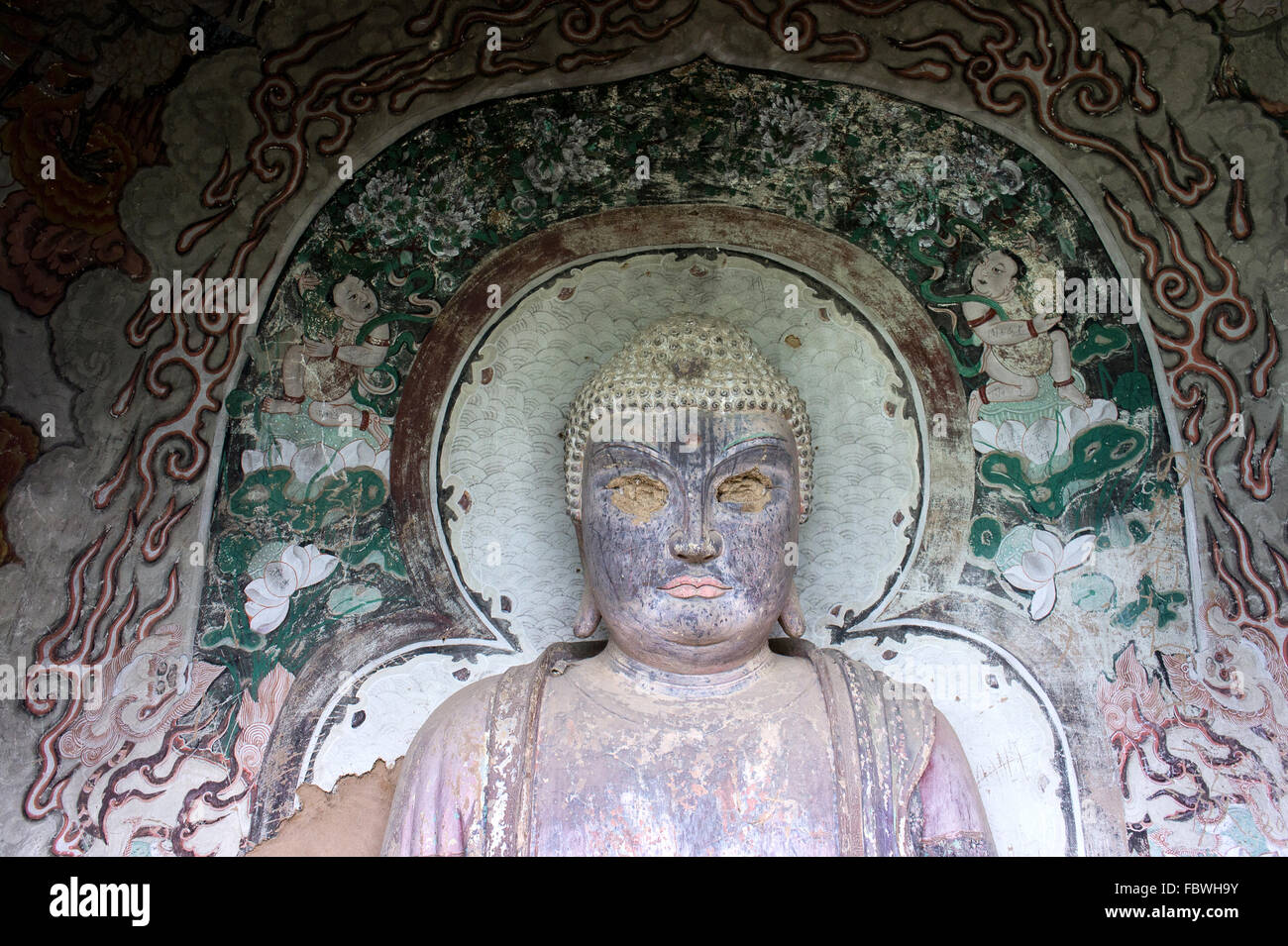 Maiji Mountain Grottoes statues Maiji district Tianshui City Gansu ...