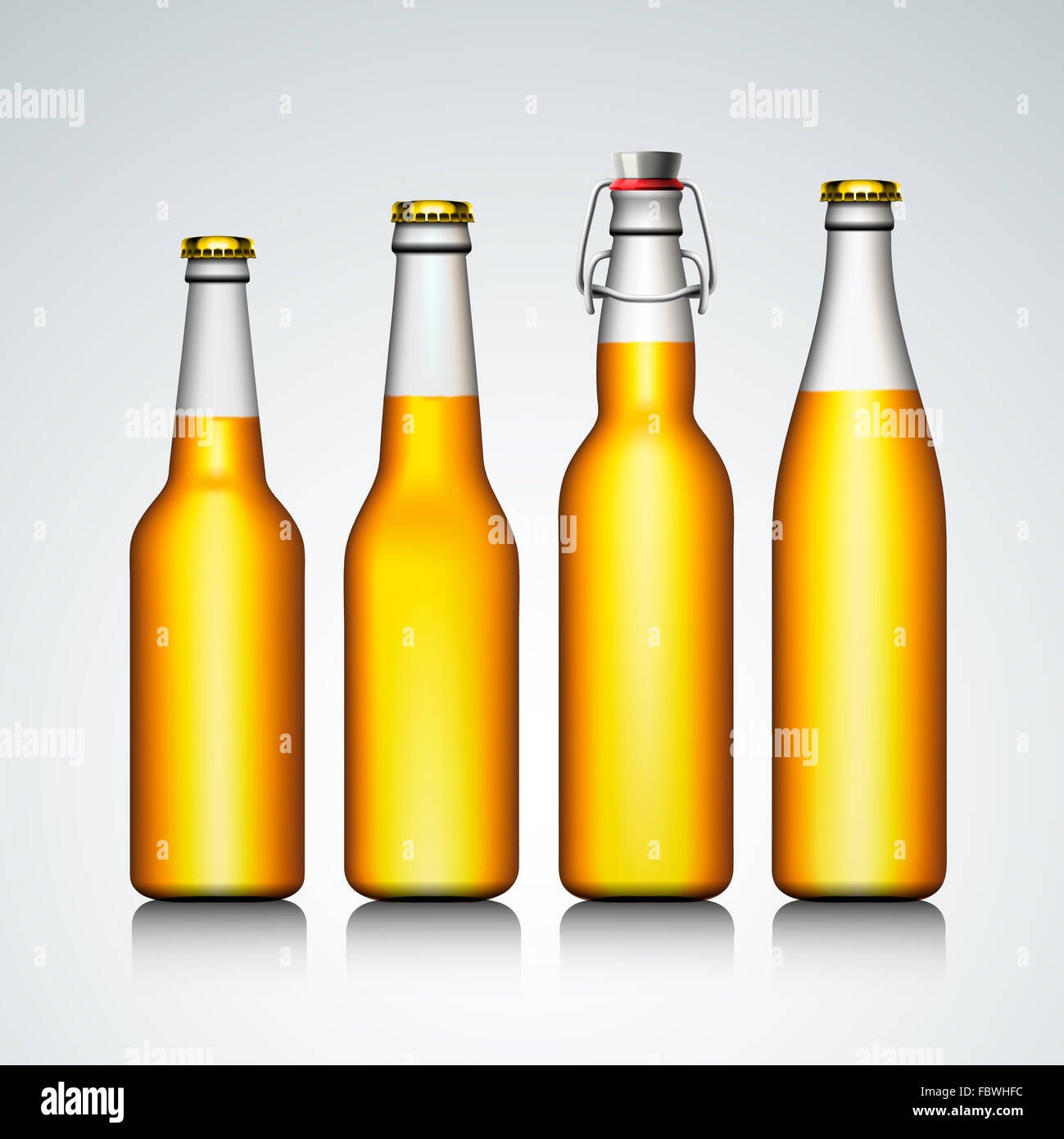 Beer bottle clear set with no label Stock Photo - Alamy