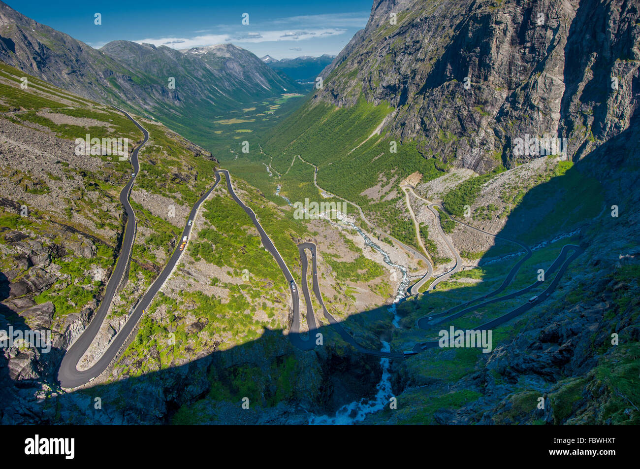 Trollstigen, Troll's Footpath, serpentine mountain road in Norway Stock ...