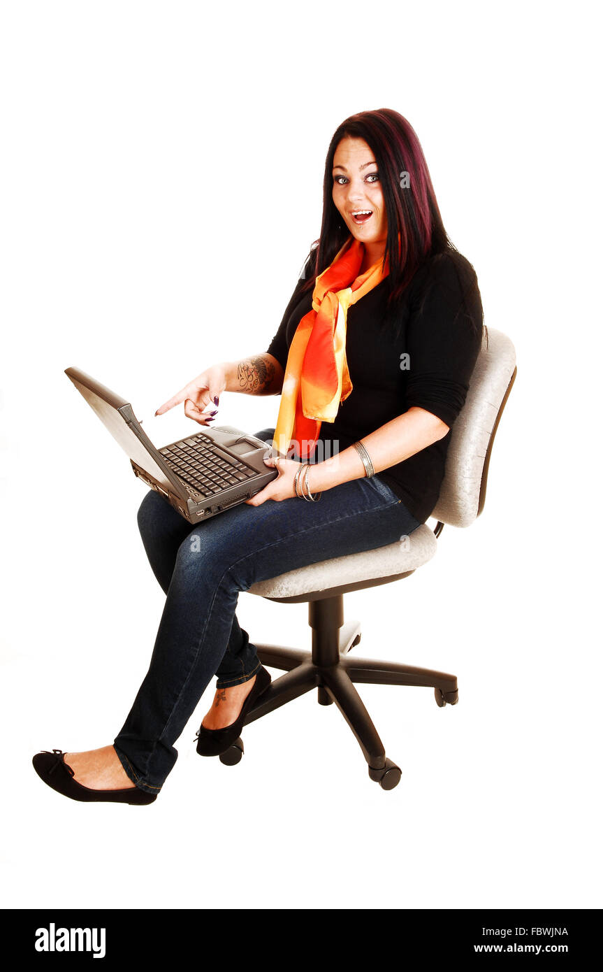 Laptop woman girl computer Cut Out Stock Images & Pictures - Alamy