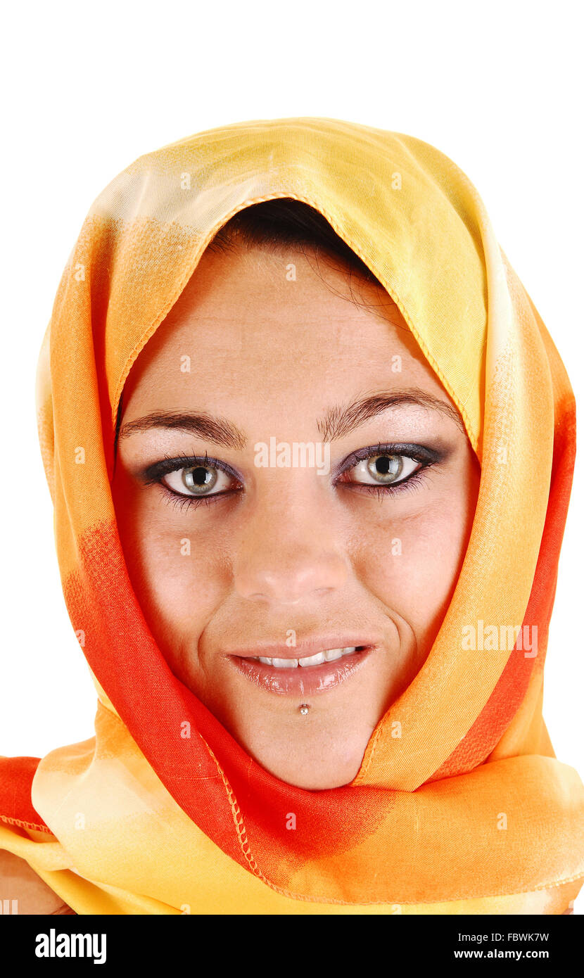 Beautiful face with scarf Stock Photo - Alamy