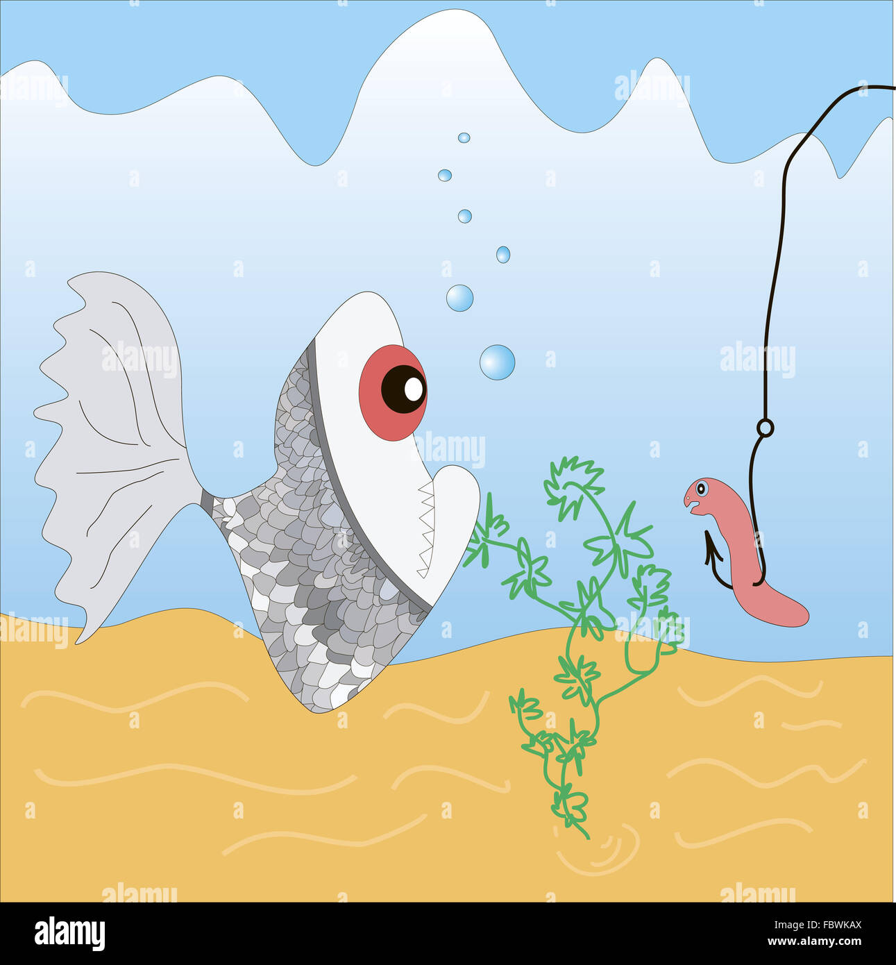 fish and a worm Stock Photo - Alamy