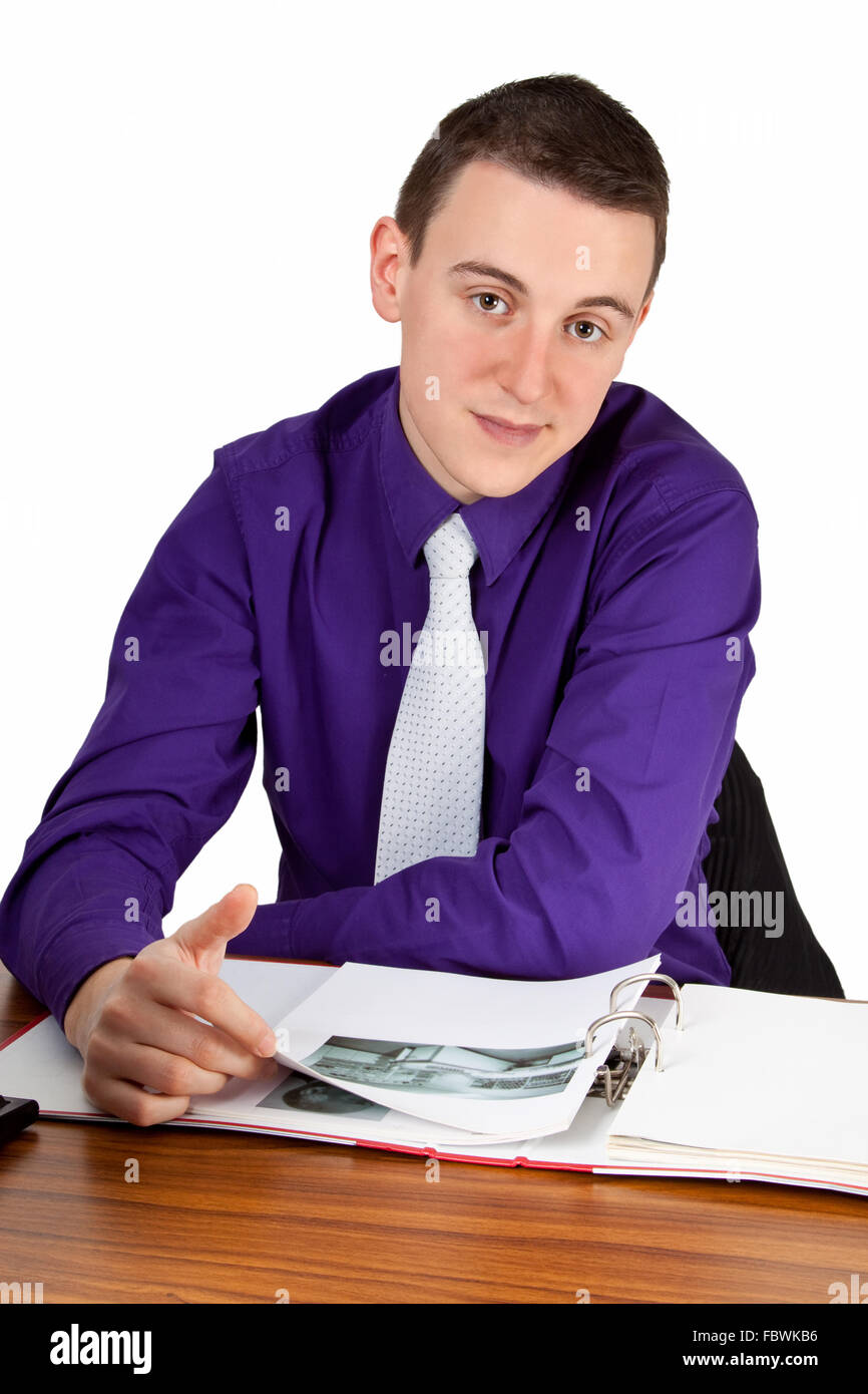 Employee reading files Stock Photo - Alamy