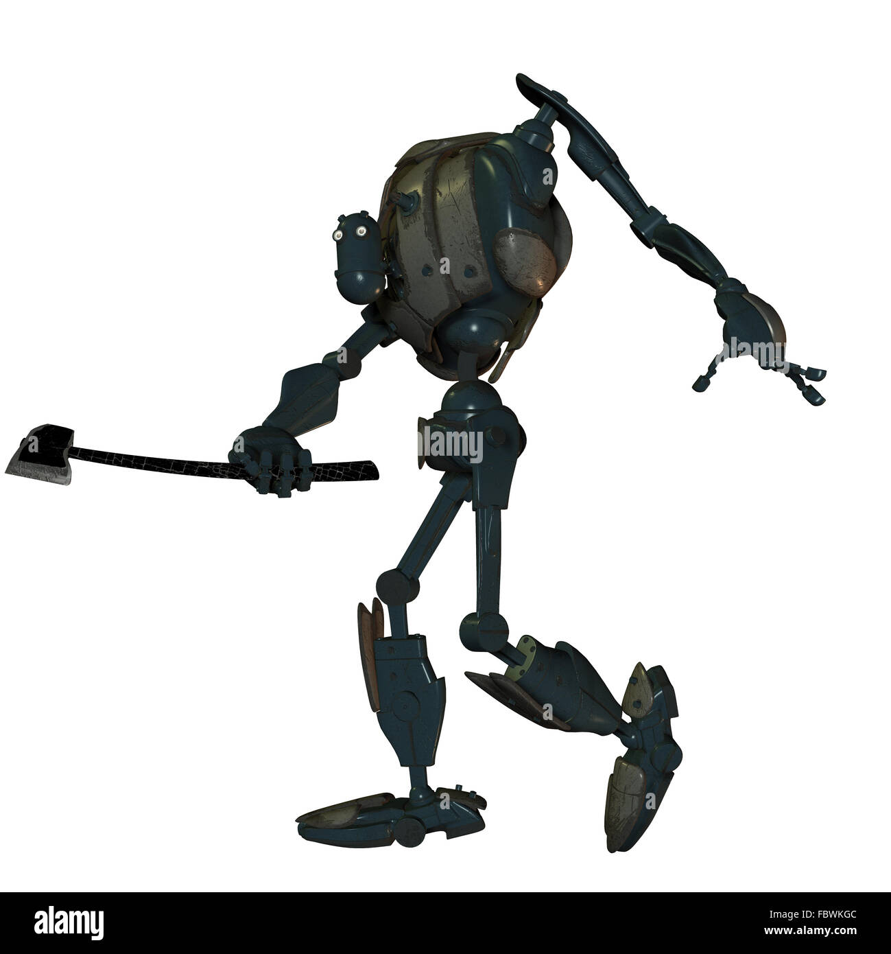 old battle robot with an ax Stock Photo - Alamy