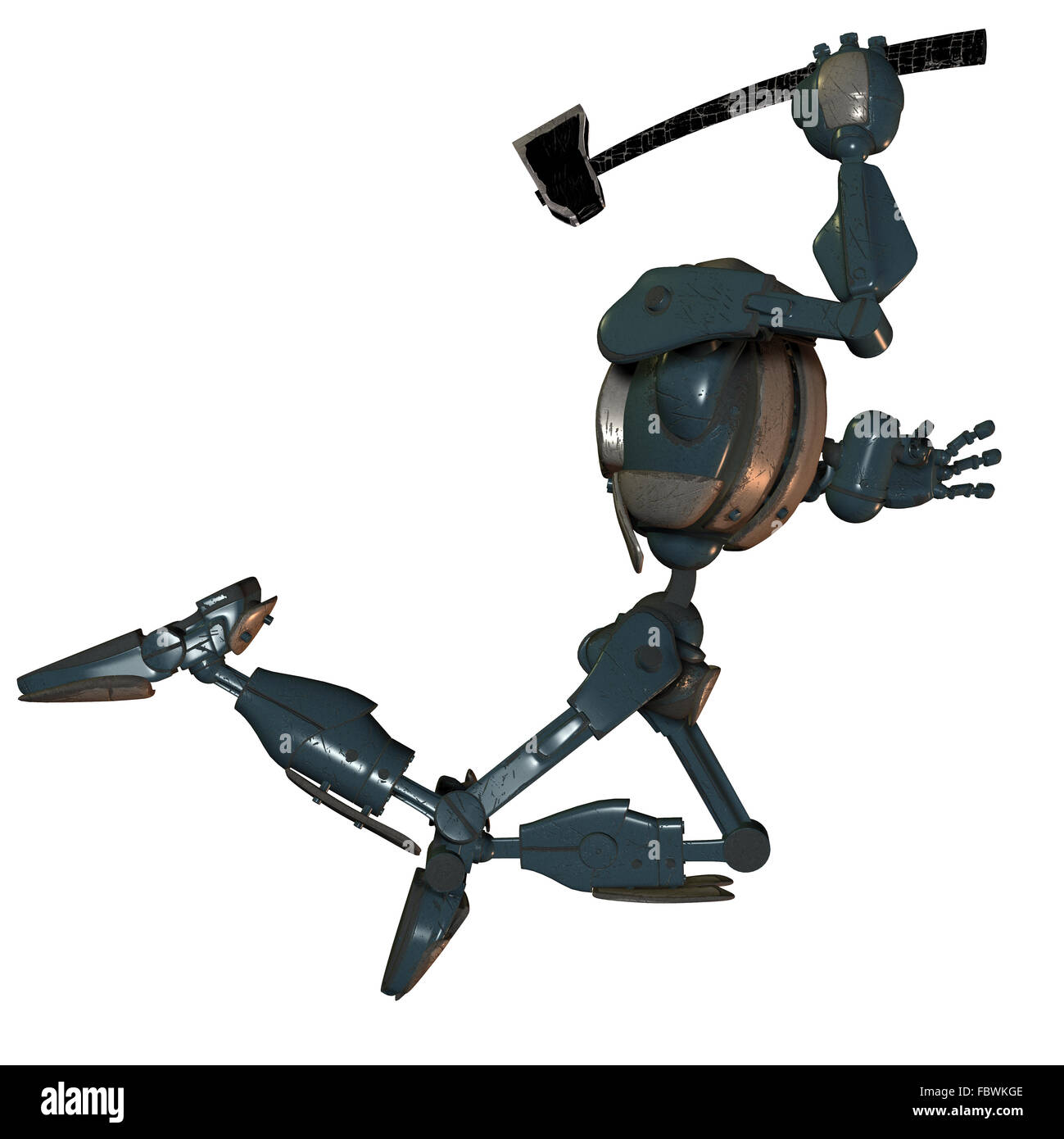 jumping robot with ax Stock Photo - Alamy
