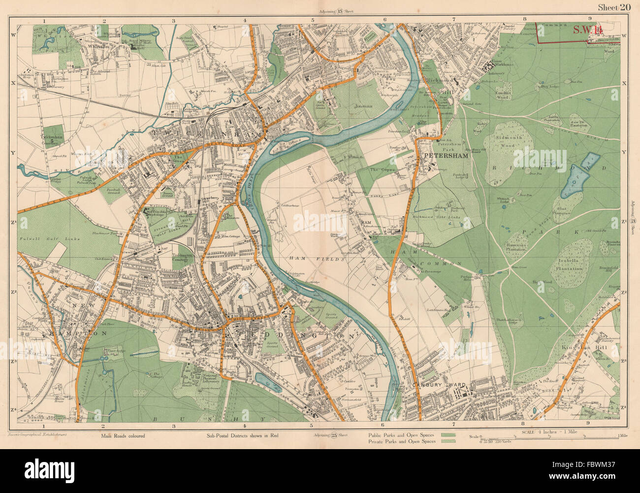 Richmond park vintage map hi-res stock photography and images - Alamy