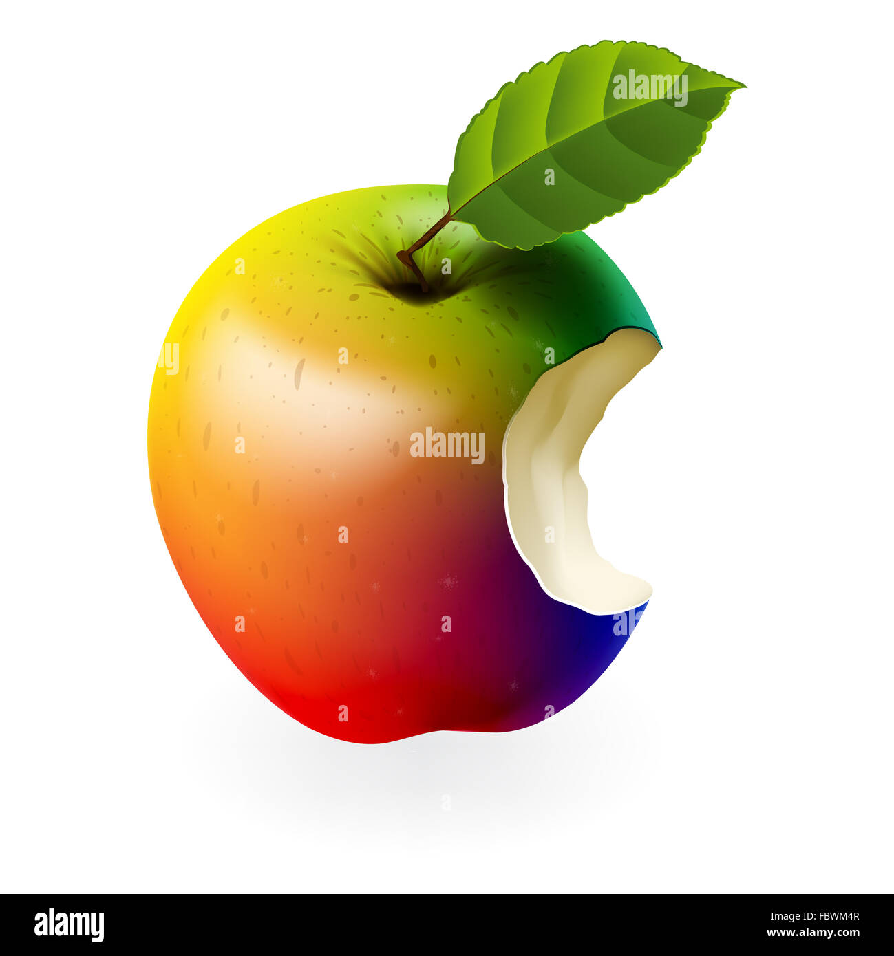 Colored bitten apple isolated on white Stock Photo - Alamy