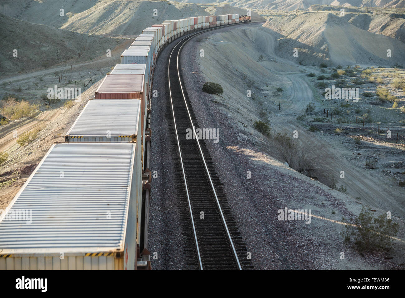 Desert Freight Train Stock Photo - Alamy
