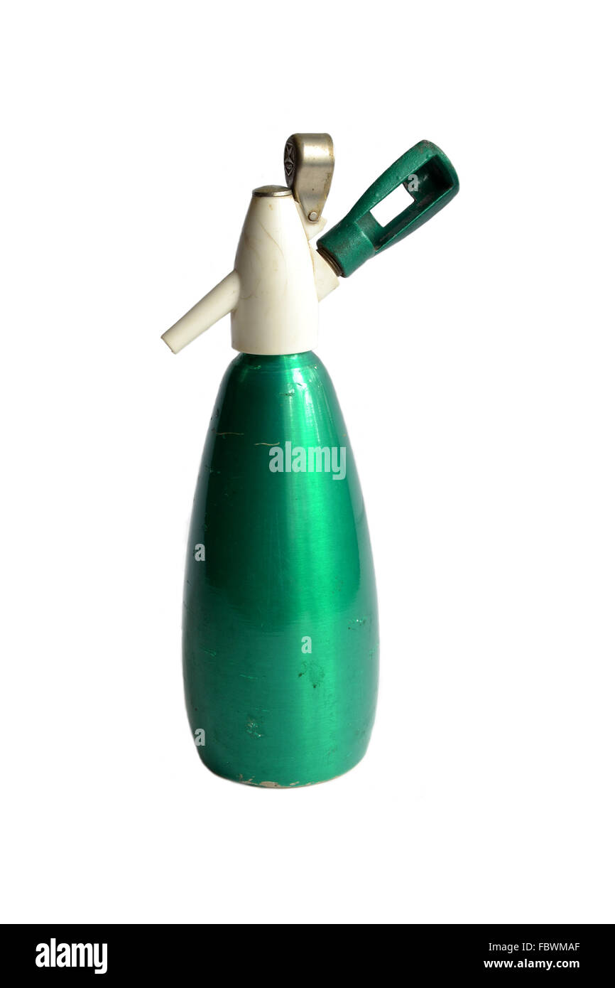 old green siphon on a white background Stock Photo - Alamy