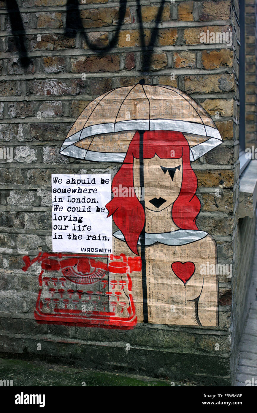 Street art by Wrdsmith in Shoreditch, east London Stock Photo - Alamy
