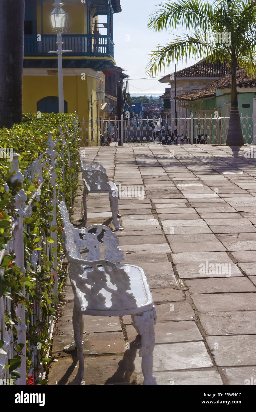 Bench at Plaza Mayor Stock Photo - Alamy
