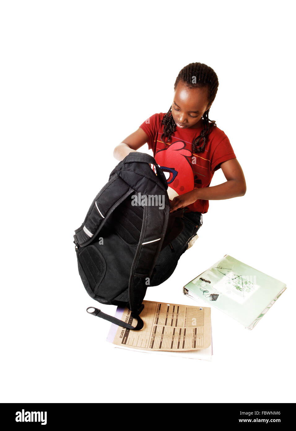 Teen girl with school backpack Stock Photo - Alamy