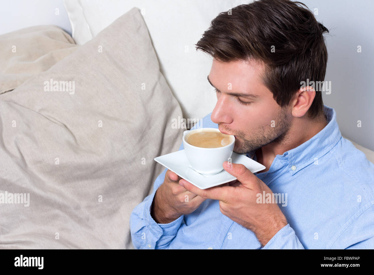 Male face drinking coffee hi-res stock photography and images - Alamy