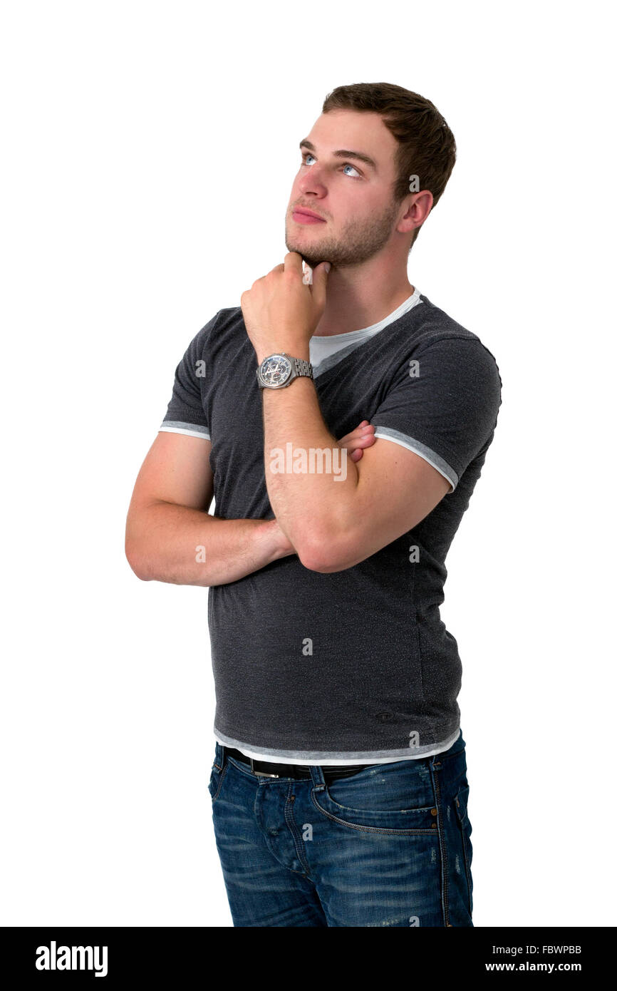 Young man thinking Stock Photo - Alamy