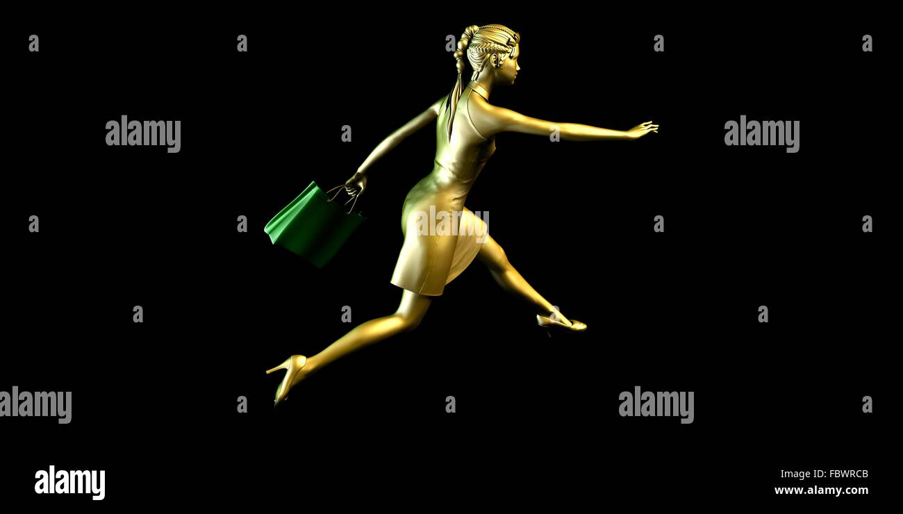 Woman Shopper Running for a Sales Event Stock Photo - Alamy