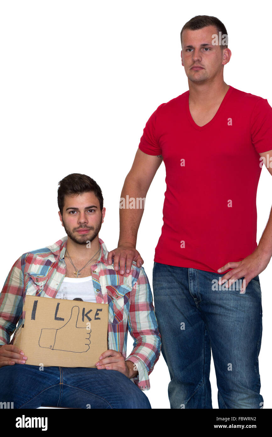 Two male friends holding hi-res stock photography and images - Alamy