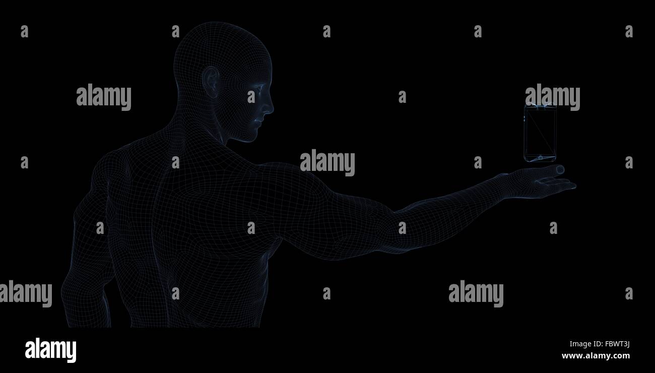 Man Showing a Hovering Smartphone to Showcase Technology Stock Photo ...