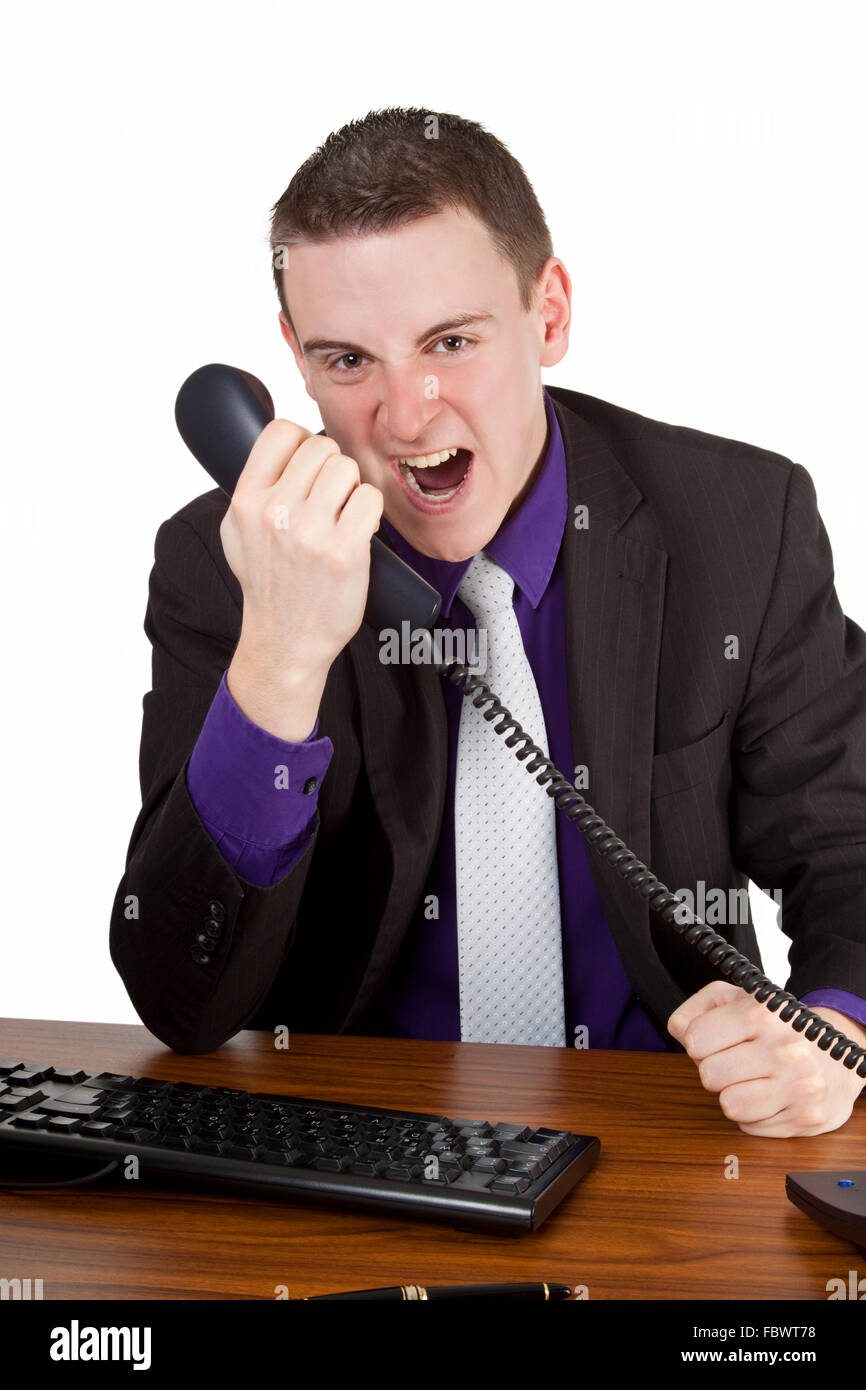 Portrait furious young businessman shouting hi-res stock photography ...