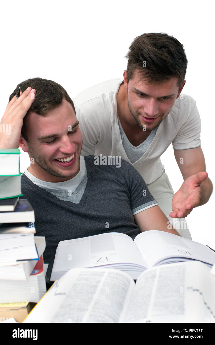 Two young men studying together Stock Photo - Alamy