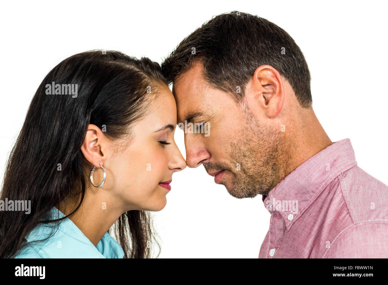 Peaceful couple face to face Stock Photo - Alamy