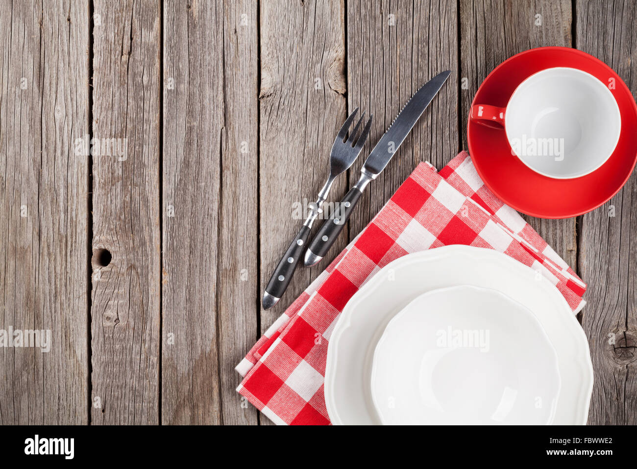 Empty plate and coffee top view with copy space hi-res stock ...