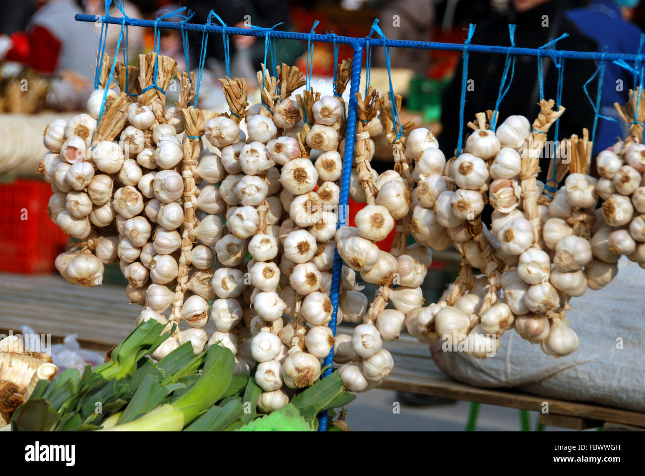 Braids of garlic Stock Photo - Alamy