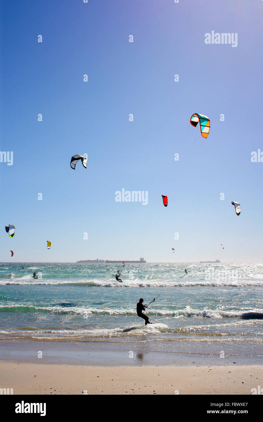 Many Kiteboarders in Water Stock Photo - Alamy