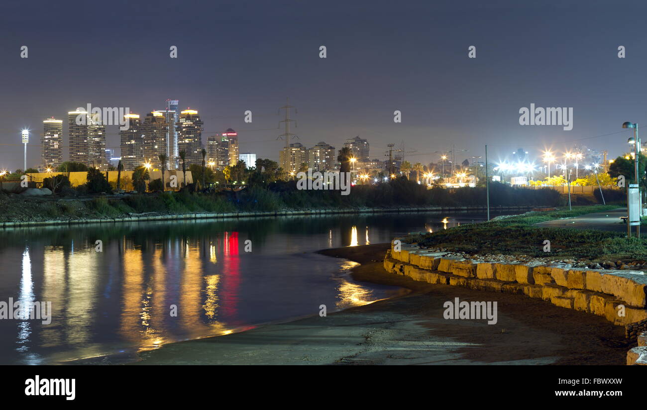 Tel Aviv city at night Stock Photo - Alamy