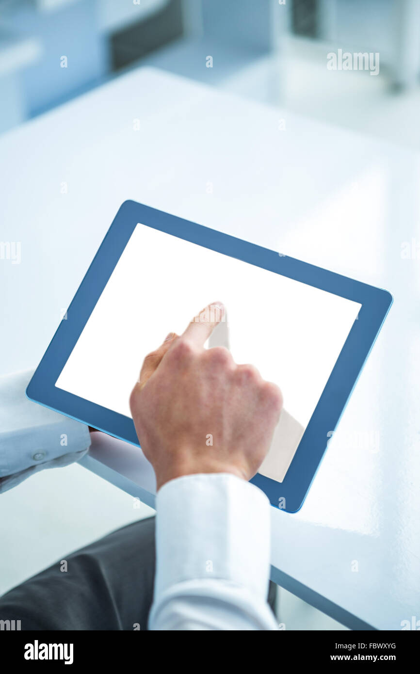 Man hand using tablet Stock Photo - Alamy