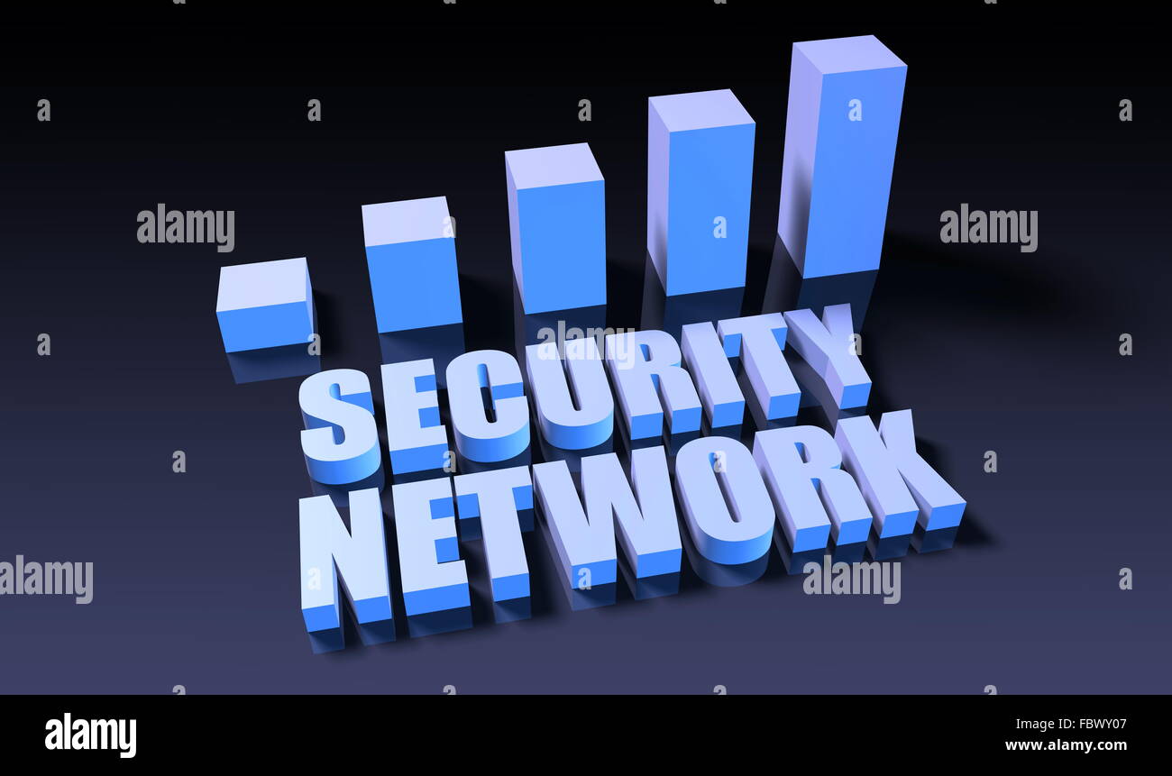 Security network graph chart in 3d on blue and black Stock Photo - Alamy
