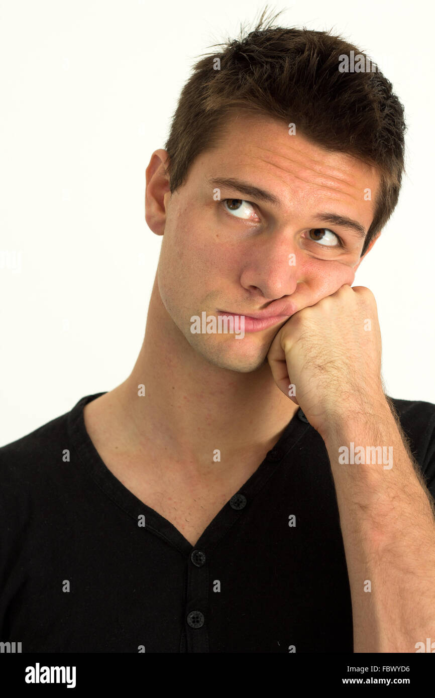 Hand on face upset hi-res stock photography and images - Alamy