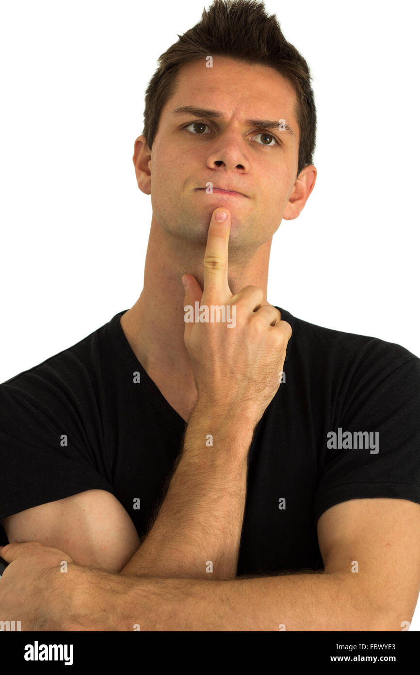 Handsome man hand to face hi-res stock photography and images - Alamy