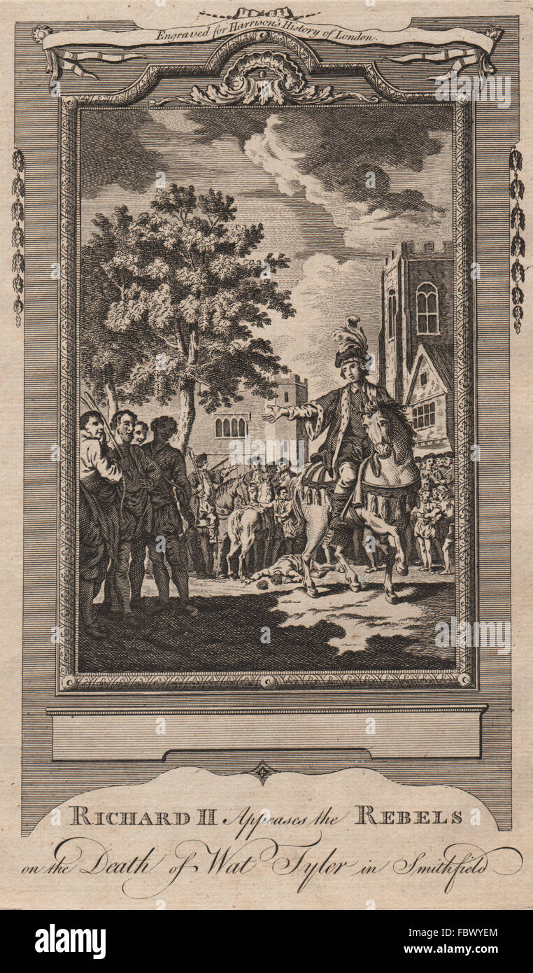 Richard II appeases rebels. Wat Tyler's death. Smithfield. Peasants ...