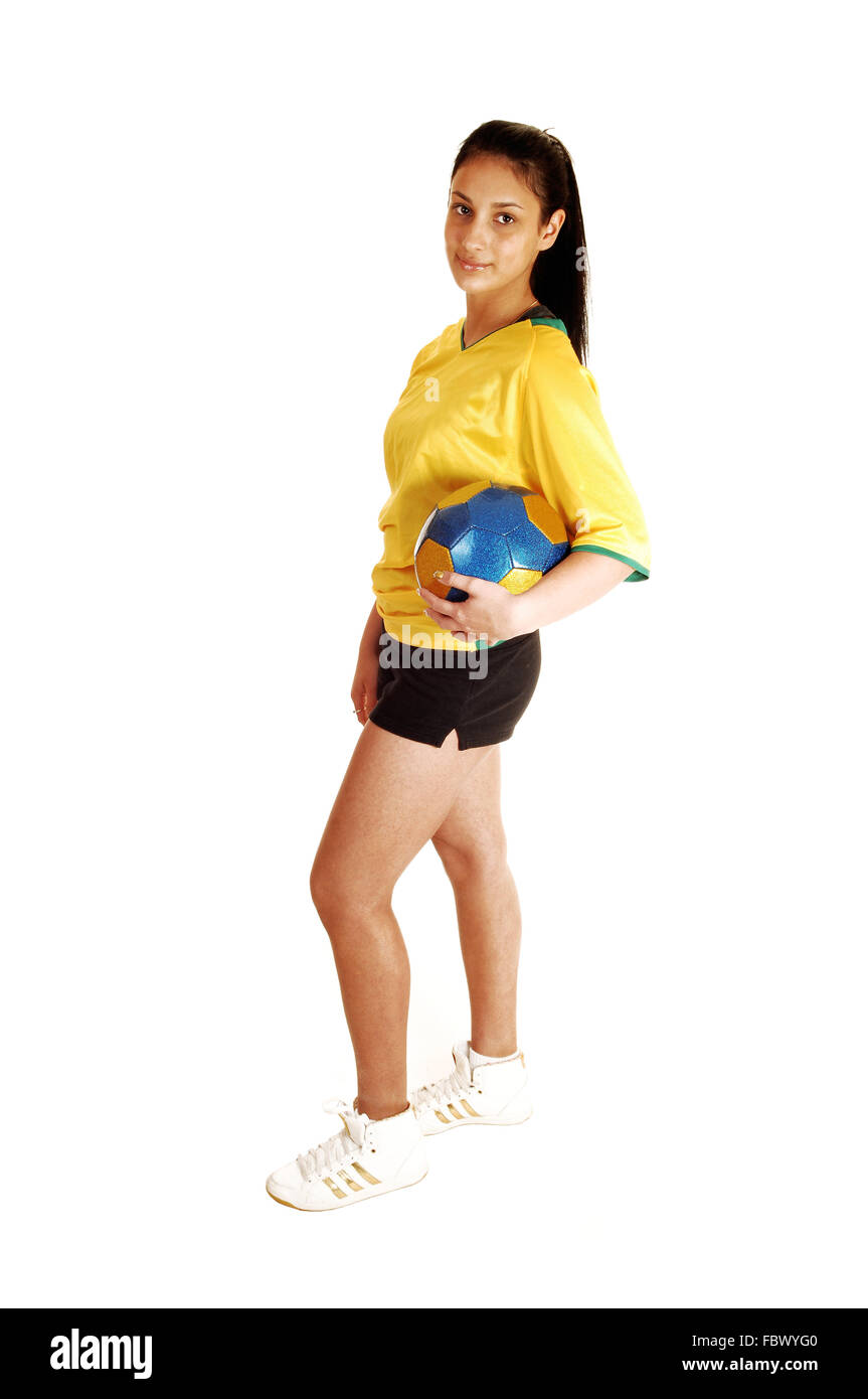Soccer player girl in profile Stock Photo - Alamy