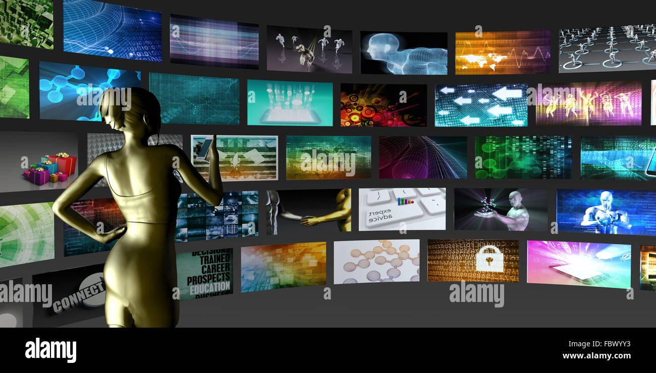 Video Streaming as Technology Concept with Lady Watching Stock Photo ...