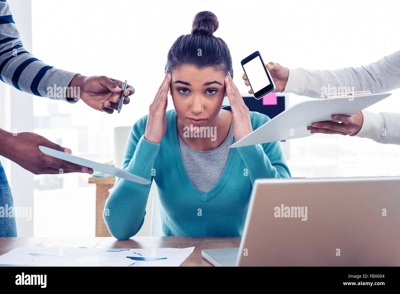 Portrait of stressed businesswoman Stock Photo - Alamy