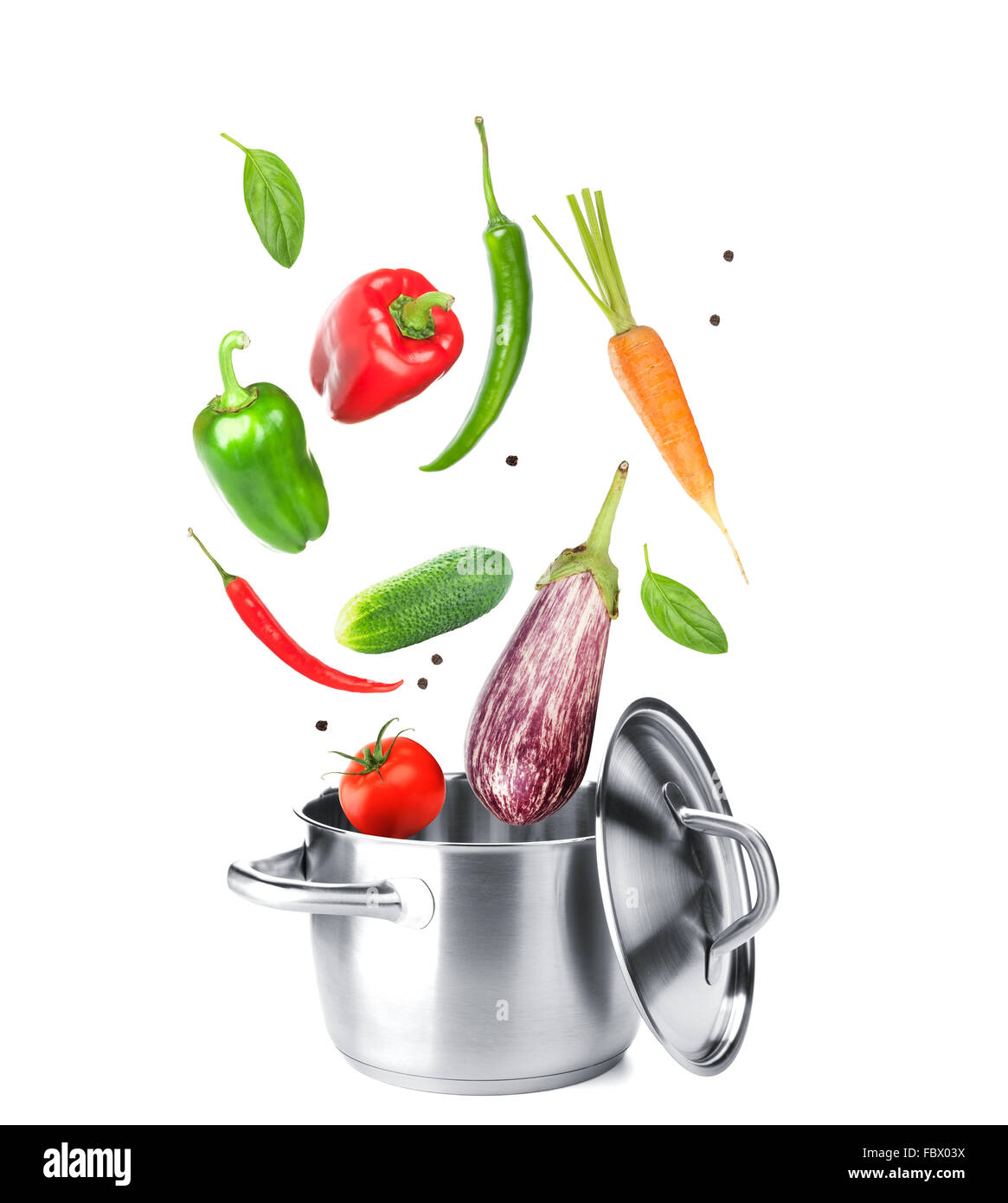 Cooking with vegetables. Isolated on white background Stock Photo - Alamy